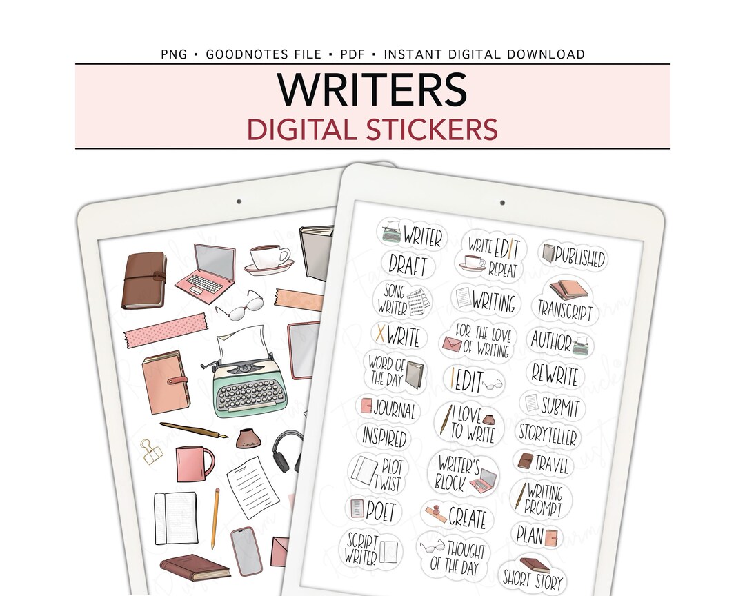 WRITERS Digital Stickers for Goodnotes Planner, Bonus Stickers - Etsy