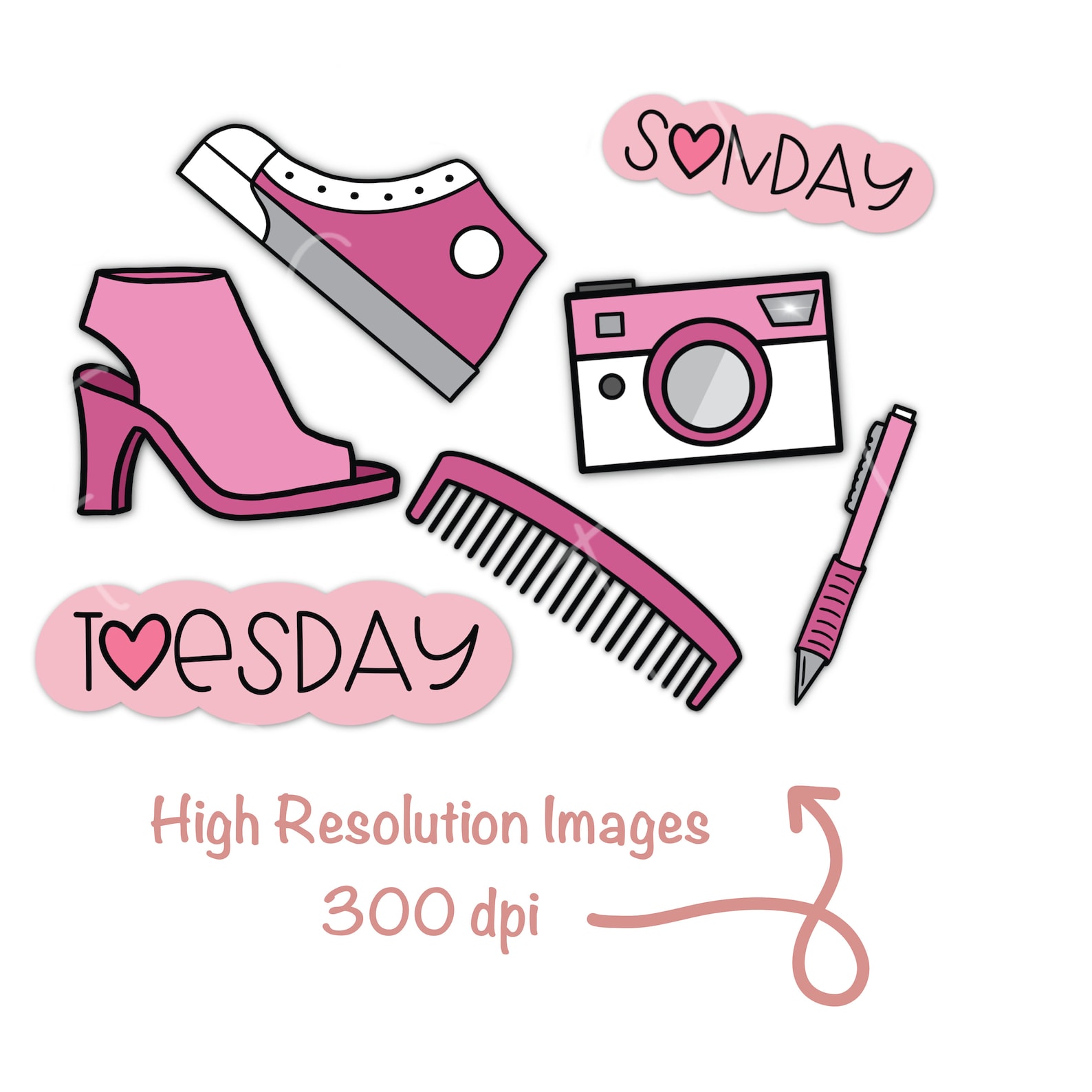 CUTE PINK Digital Stickers for Goodnotes Pre-cropped PNG | Etsy