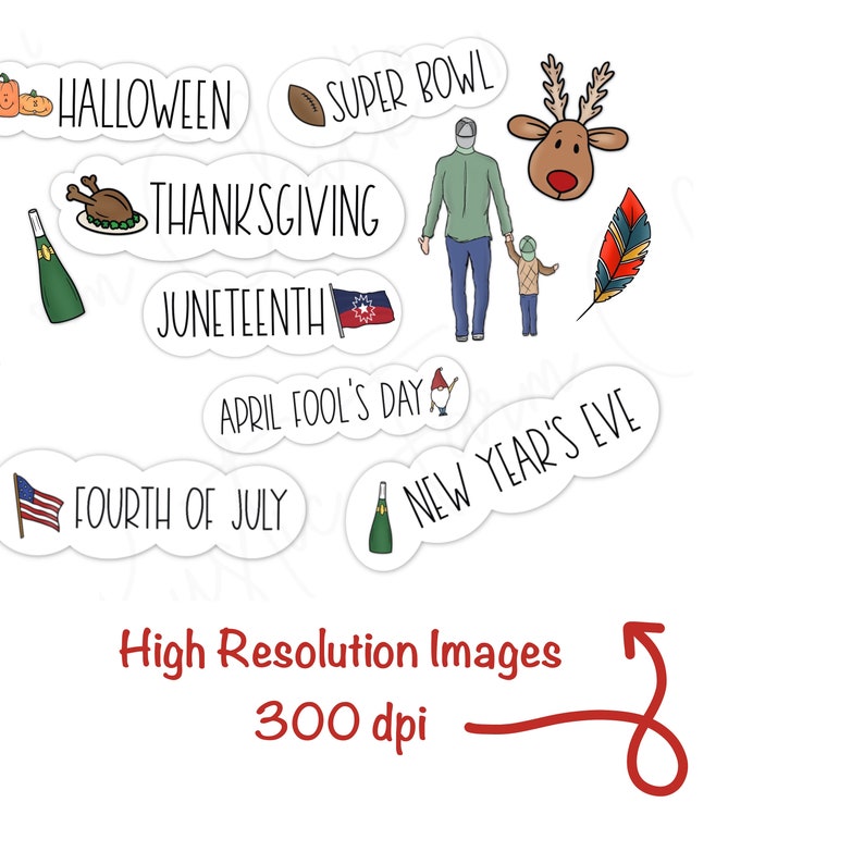 NATIONAL U.S. HOLIDAYS Digital Stickers, Annual Federal Holidays ...