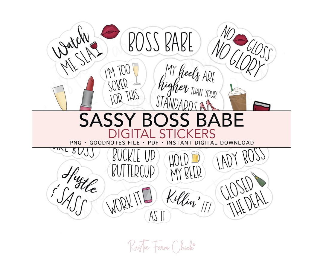 BOSS BABE Sassy Quotes, Snarky Office Pre-cropped Digital Planner ...