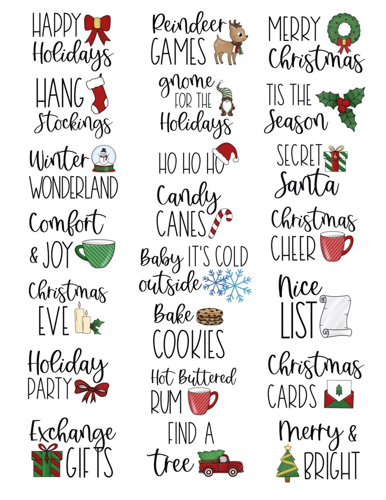CHRISTMAS Digital Stickers, Holiday Pre-cropped Digital Planner ...