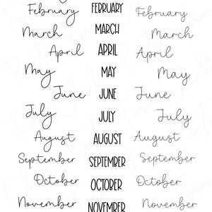 PLANNER WORDS Digital Stickers, Basic Calendar Pre-cropped Digital ...