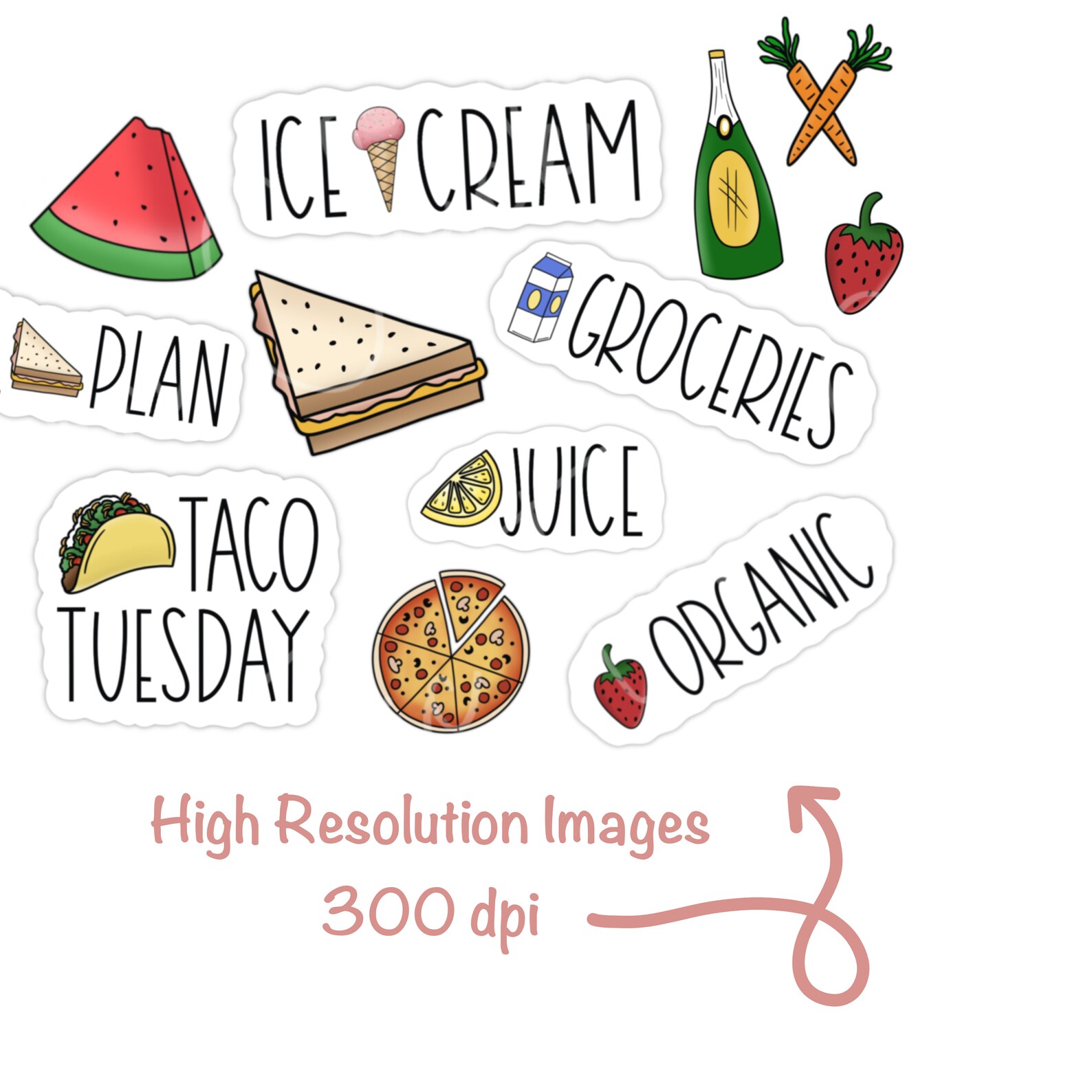 FOOD Digital Stickers, Junk Food, Fast Food, Goodnotes Pre-cropped ...