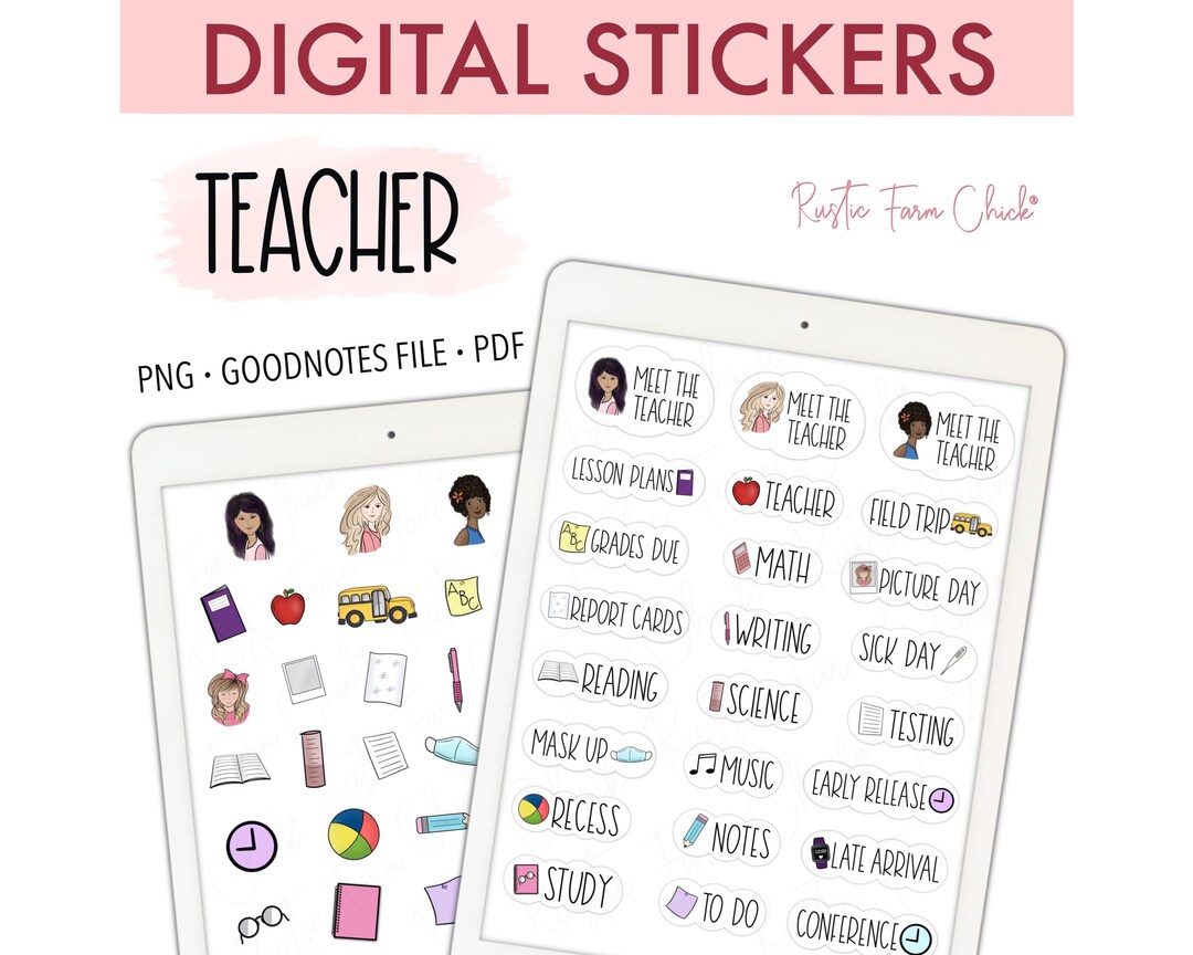 CLASSROOM TEACHER Digital Stickers for Goodnotes, School Pre-cropped ...