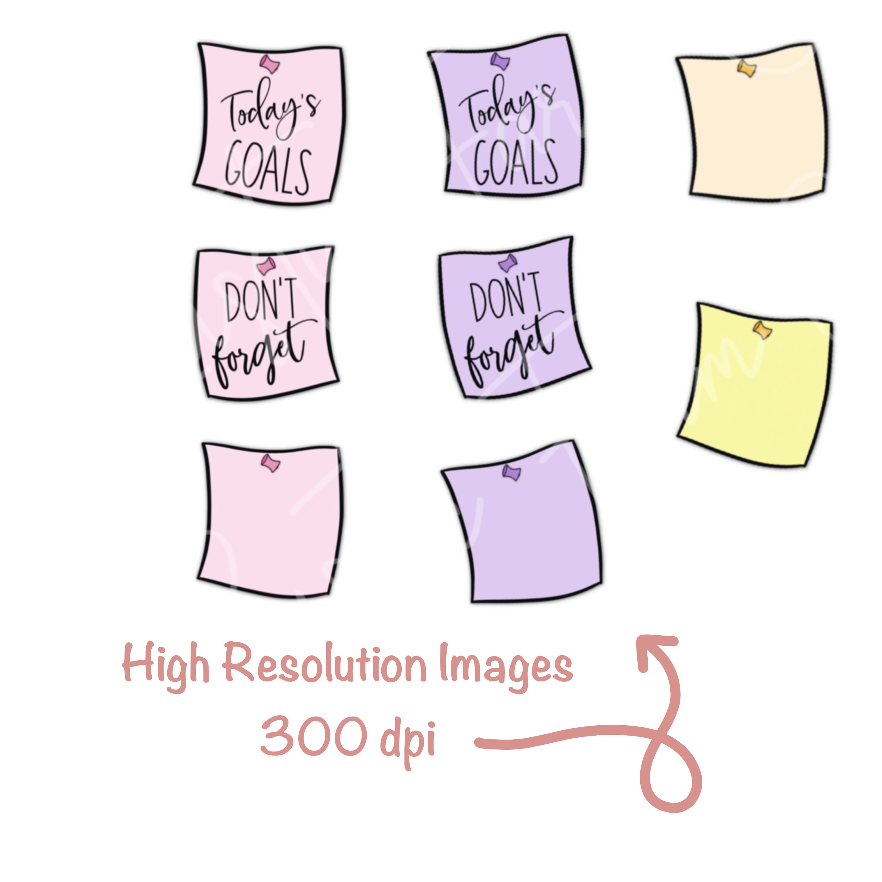 STICKY NOTES Digital Stickers, Pre-cropped Digital Planner Widgets ...