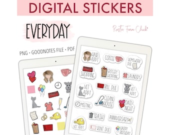 Everyday Digital Stickers, Precropped Digital Planner Stickers ...