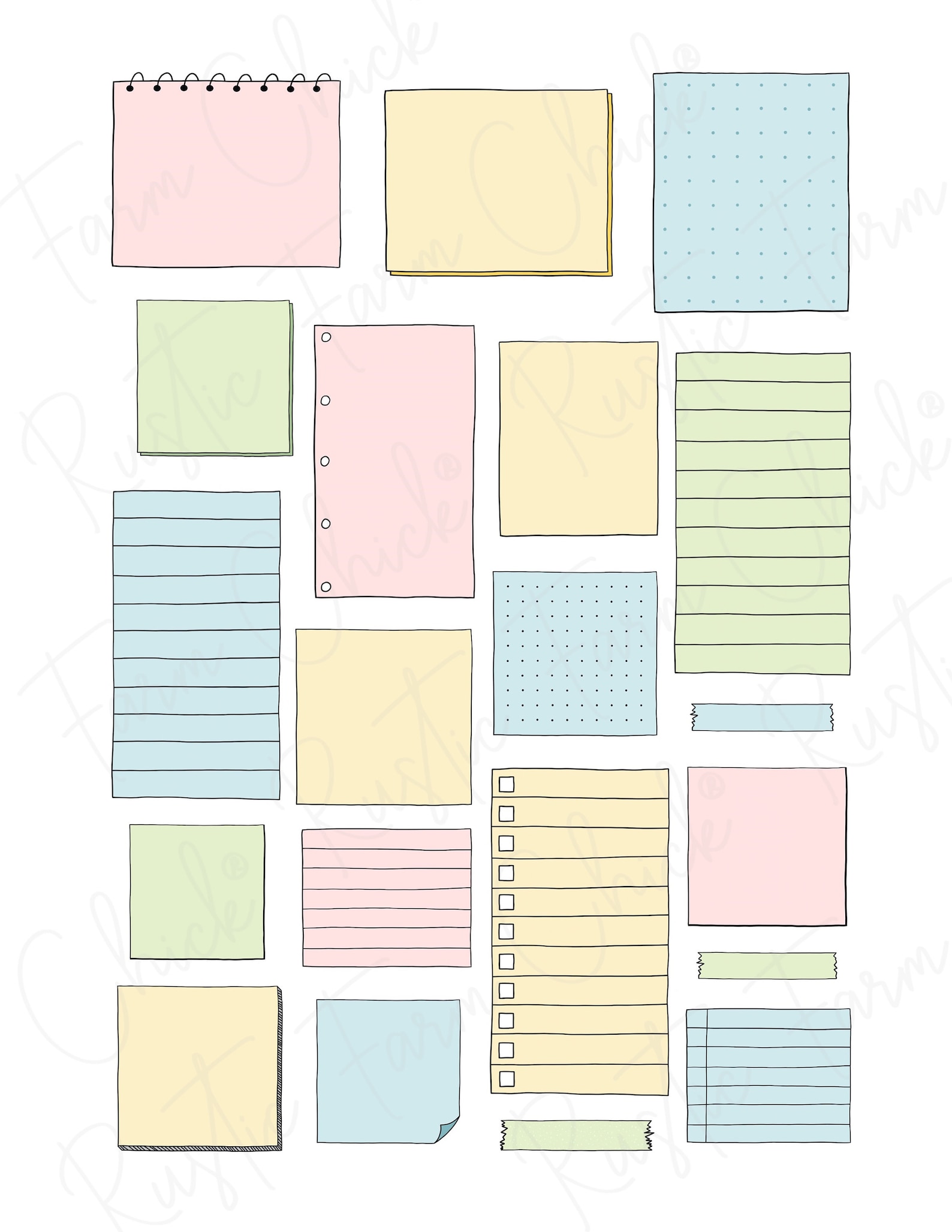 NOTES & NOTEPADS Digital Stickers for Goodnotes Pastel Sticky - Etsy