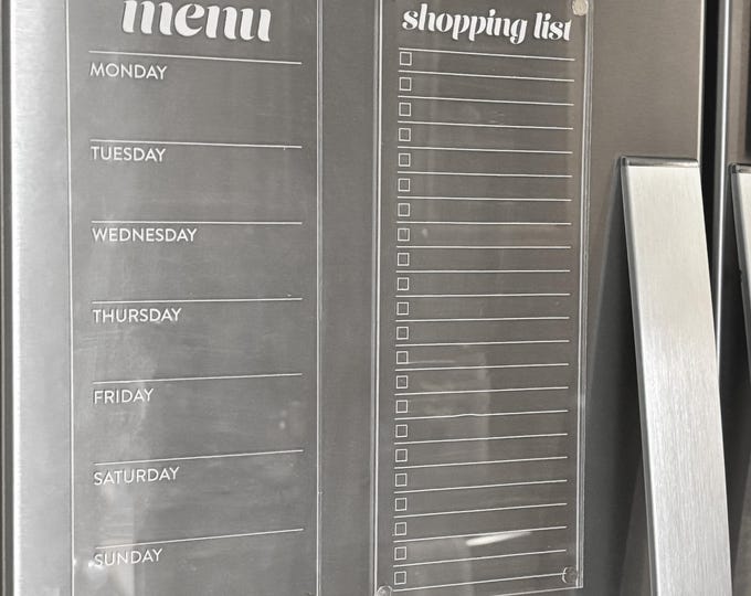 Weekly Menu Board and Shopping List | Minimalist Clear Acrylic Fridge ...