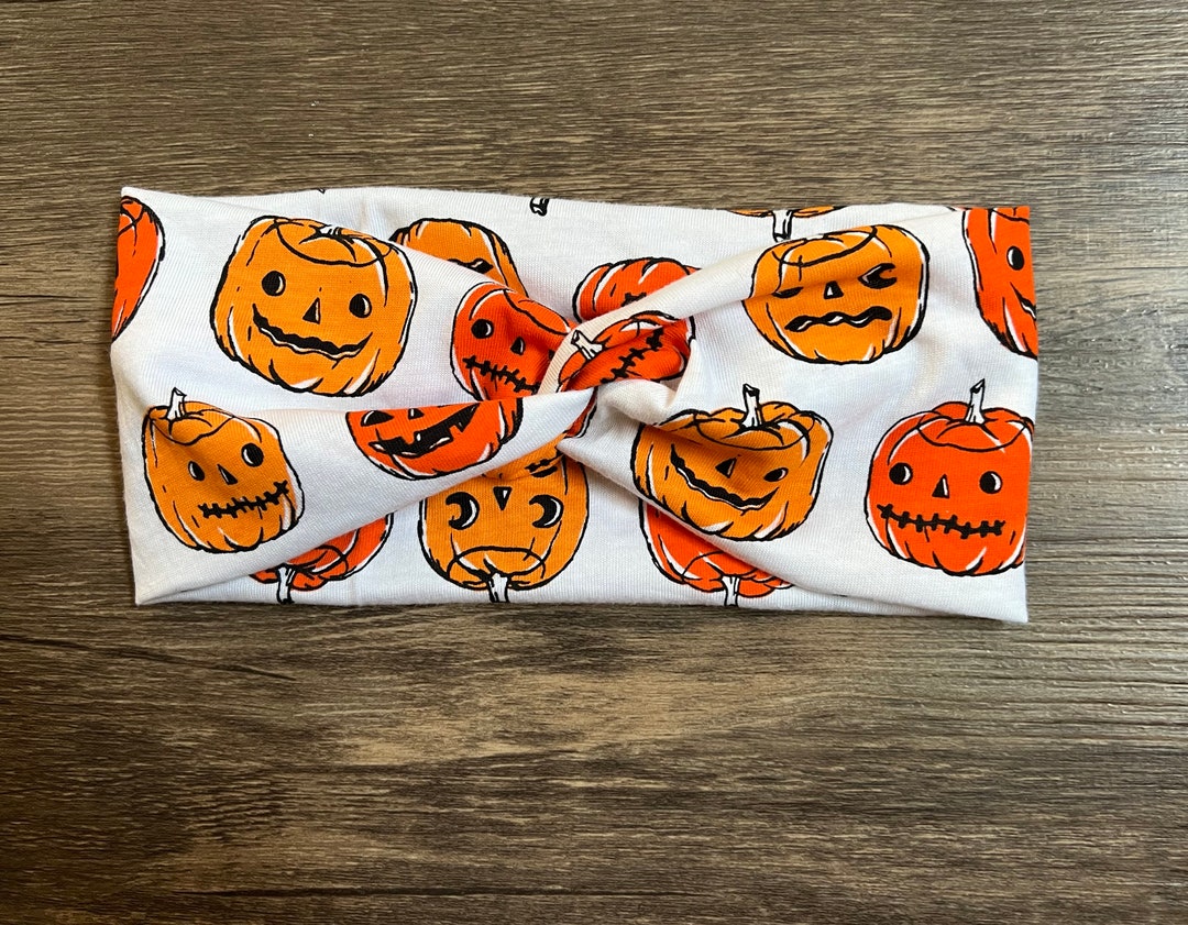 Pumpkin Turban Headband, Jack-o-lantern Headband, Headband for Baby ...