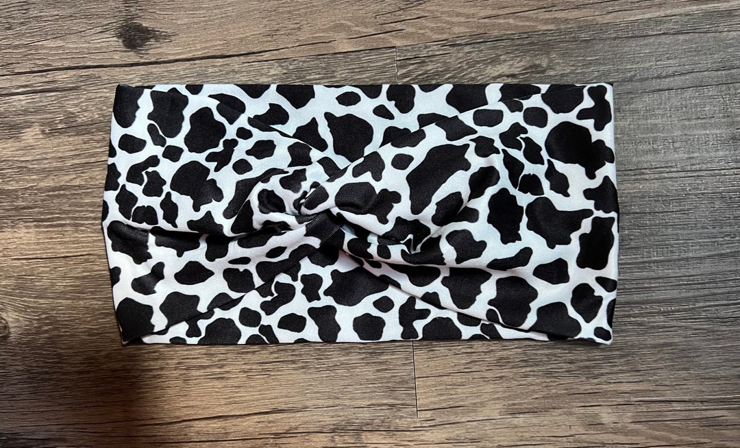 Cow Print Headband Black and White Headband Animal Headband - Etsy