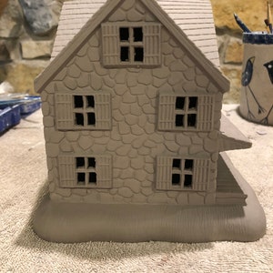 Ready to Paint or Hand Painted Ceramic Bisque Stone Cut Farm House - Etsy
