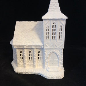 Ready to Paint or Hand Painted Ceramic Bisque Chapel / Church Village ...