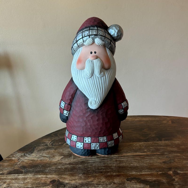 Ceramic Santa With Lights - Etsy