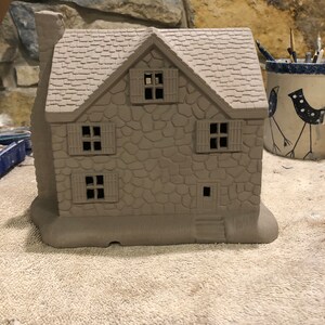 Ready to Paint or Hand Painted Ceramic Bisque Stone Cut Farm House - Etsy