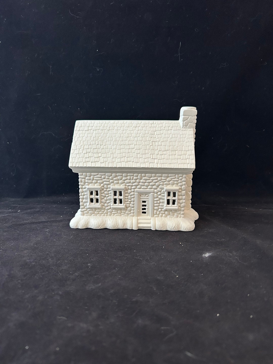 Ready to Paint or Hand Painted Ceramic Bisque Field Stone House - Etsy