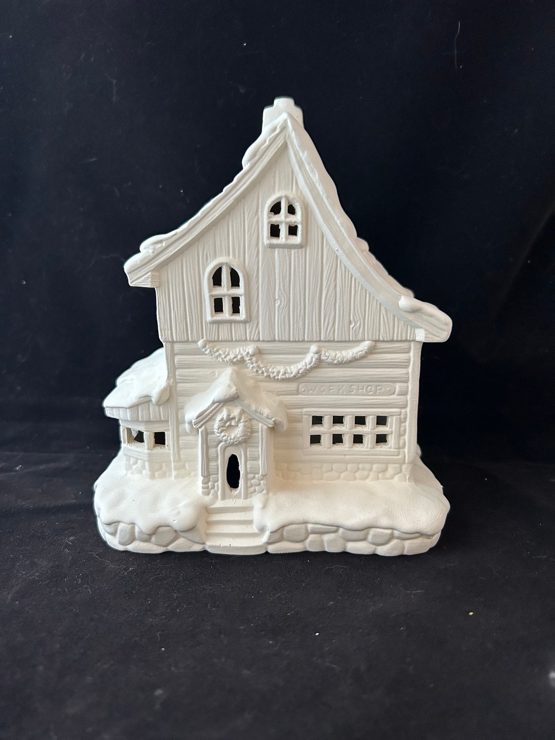 Ready to Paint or Hand Painted Ceramic Bisque Santas Workshop - Etsy