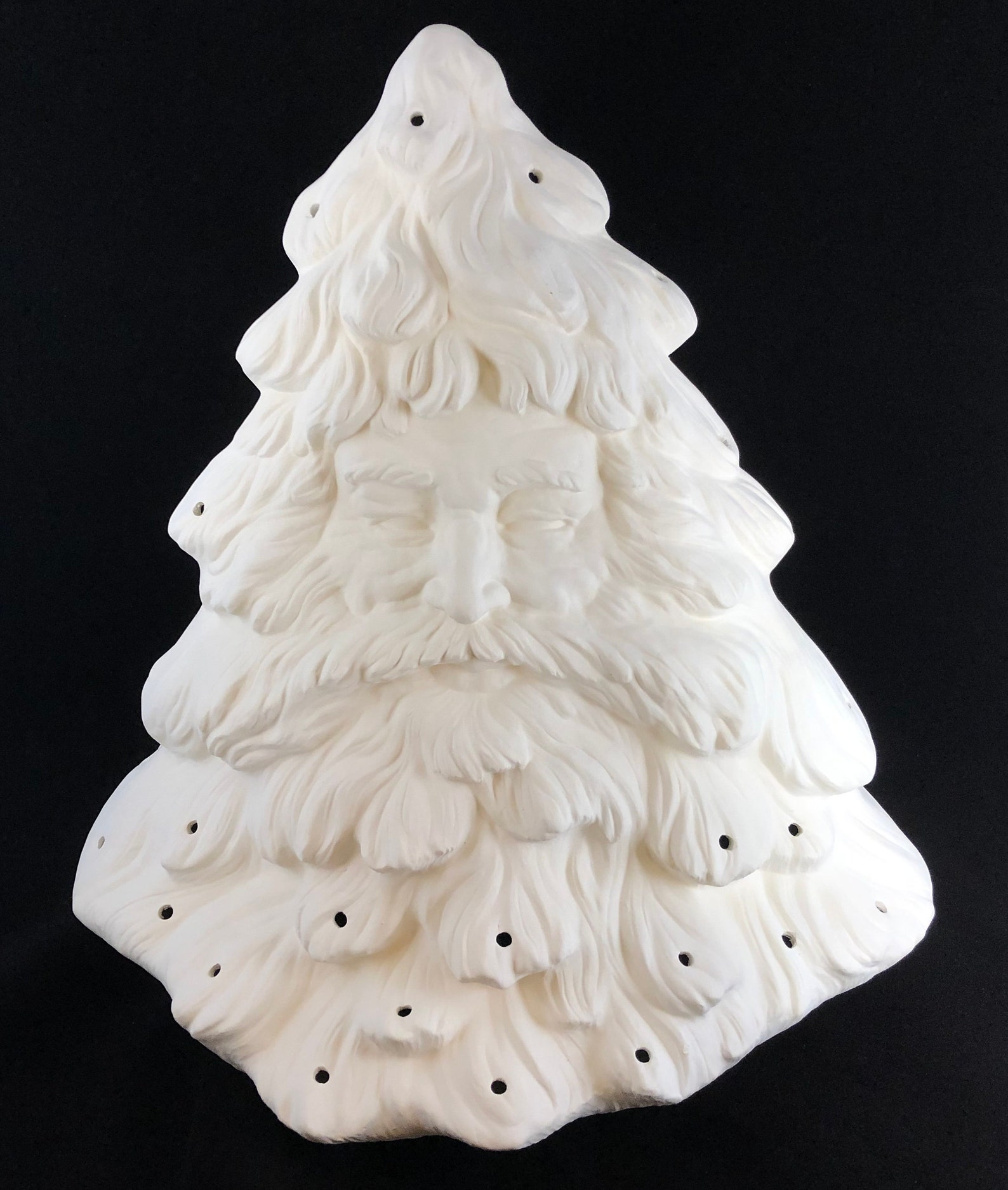 Ready to Paint or Hand Painted Ceramic Bisque Santa Face Tree - Etsy