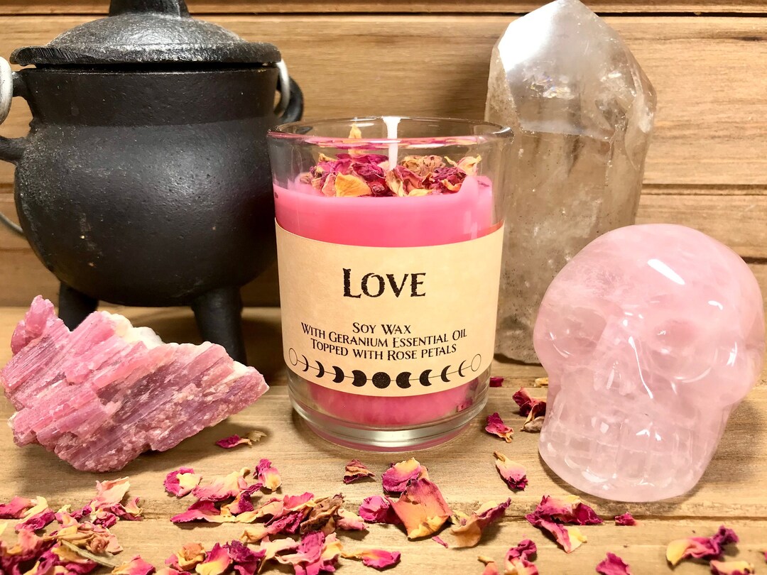 Love Spell Candle, Pink Spell Candle, Soy Spell Candle, Full Moon Pour ...