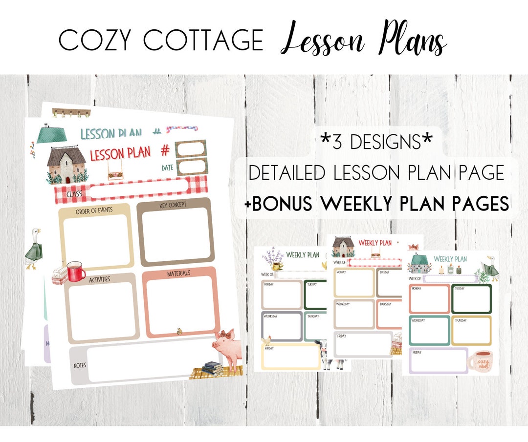 Teacher Lesson Plans - Cottage Style - Homeschool Planner - DIGITAL ...
