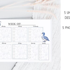 Vintage Weekly Planner - Printable Calendar - Blue and White Toile ...