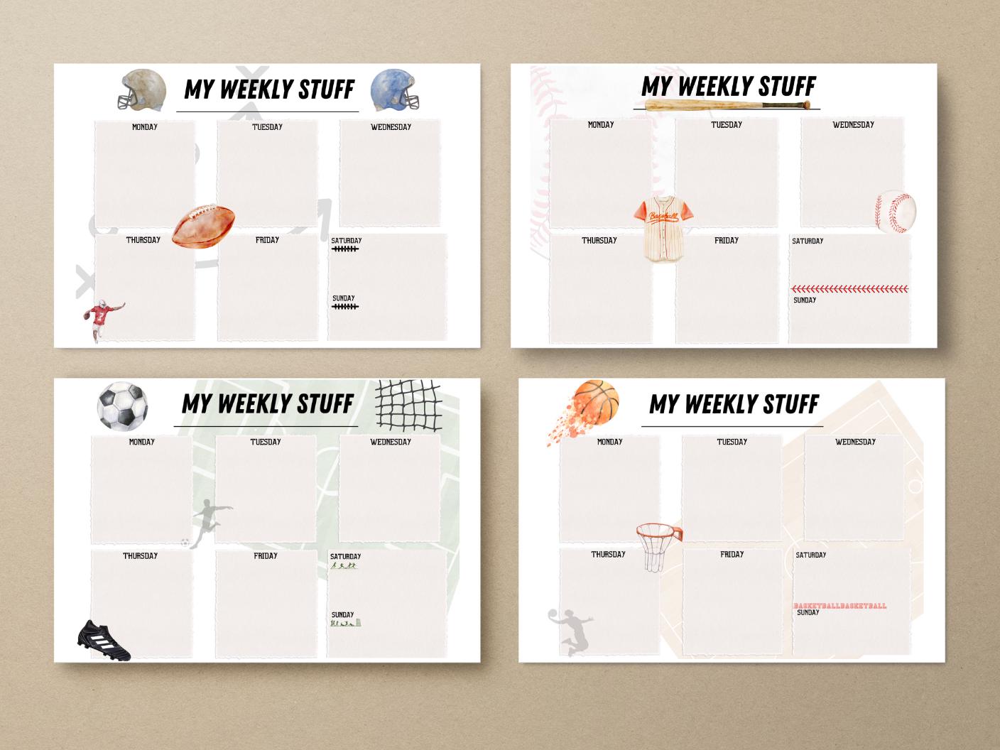 Sports Weekly Planner - Printable Calendar - DIGITAL DOWNLOAD - Fall ...