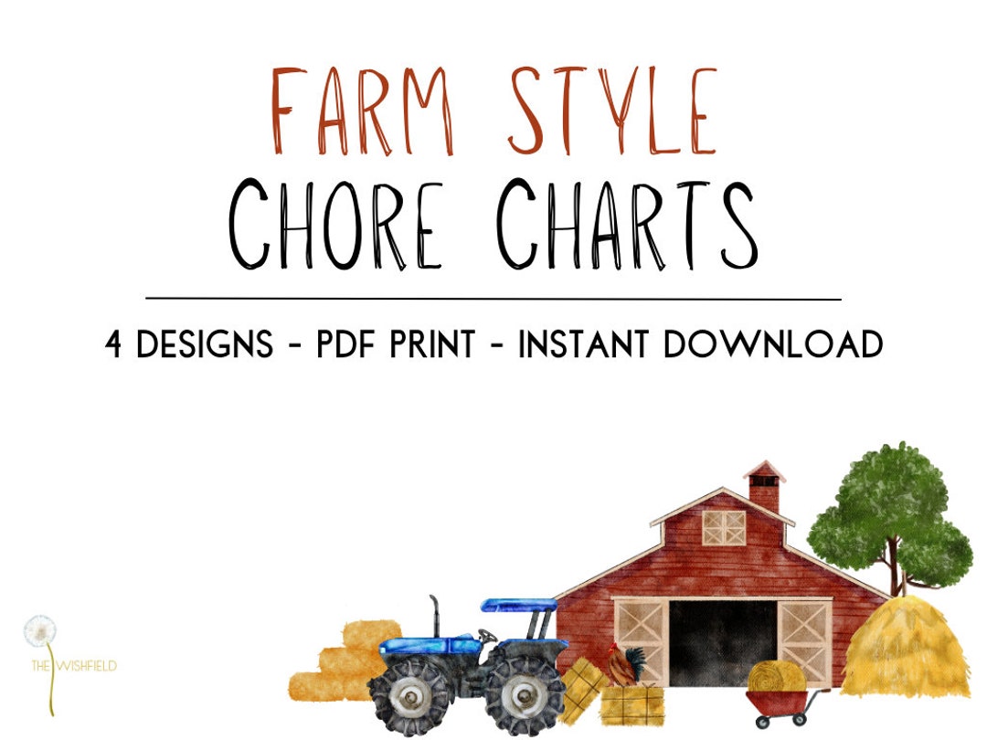 Farm Style Chore Charts DIGITAL DOWNLOAD Printable Chart - Etsy