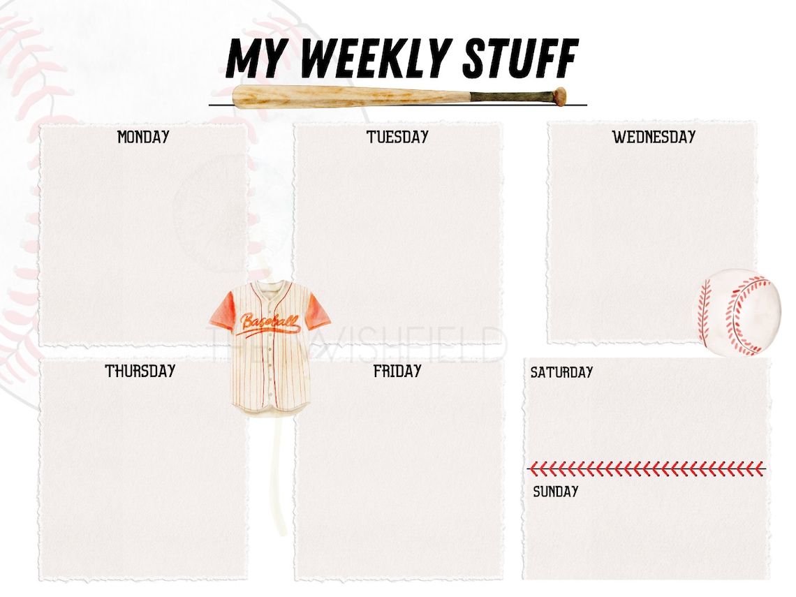 Sports Weekly Planner - Printable Calendar - DIGITAL DOWNLOAD - Spring ...