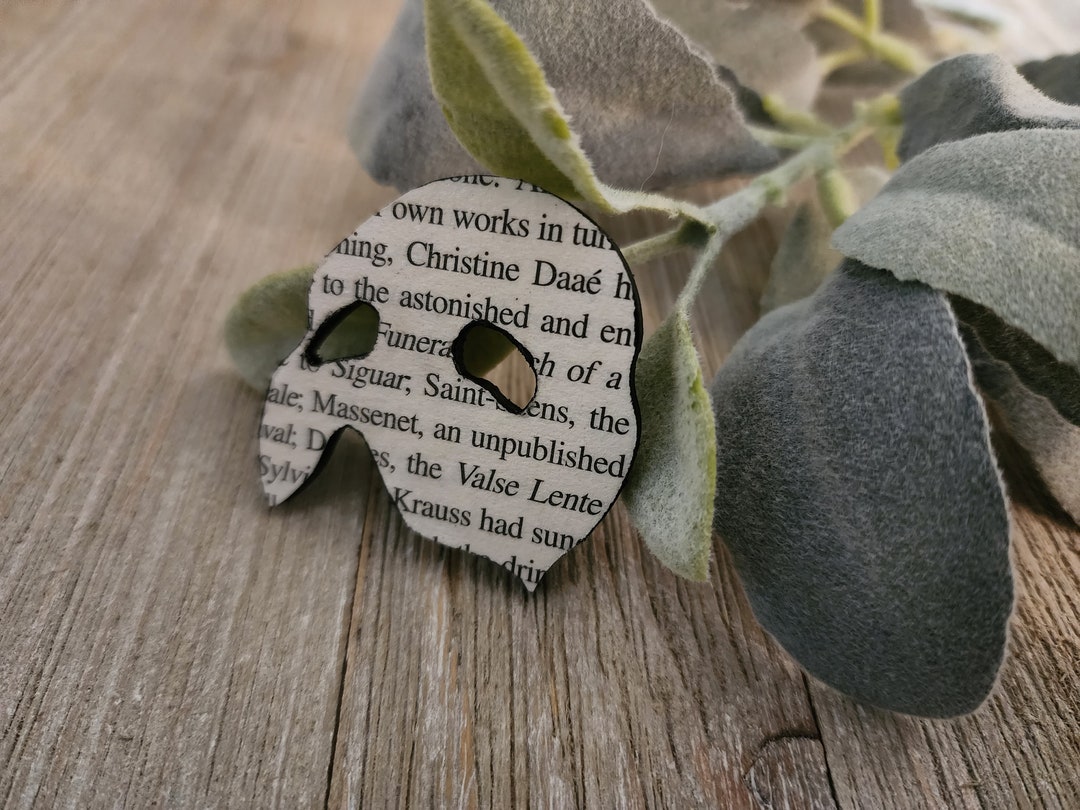 Phantom of the Opera Brooch | Music Lover Mask Pin Covered With Book ...