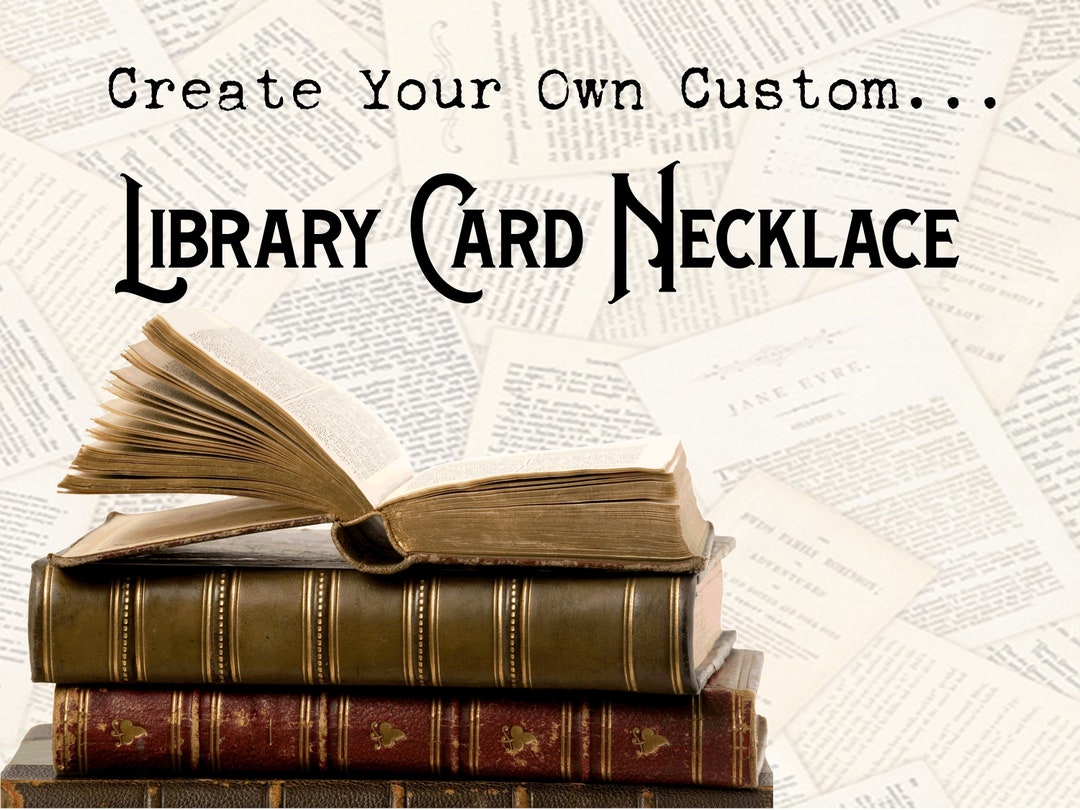 Create Your Own Custom Library Card Book Necklace - Etsy