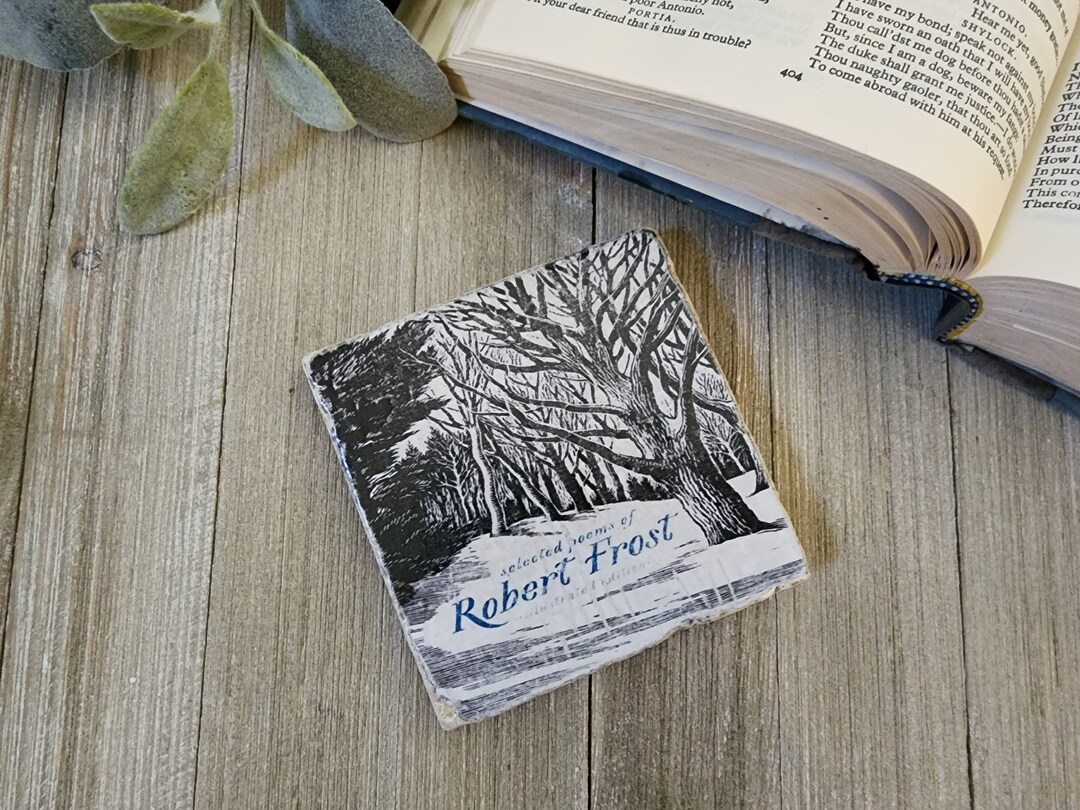 Robert Frost Poetry Coaster | Nature Decor, Book Coaster, Bookworm ...