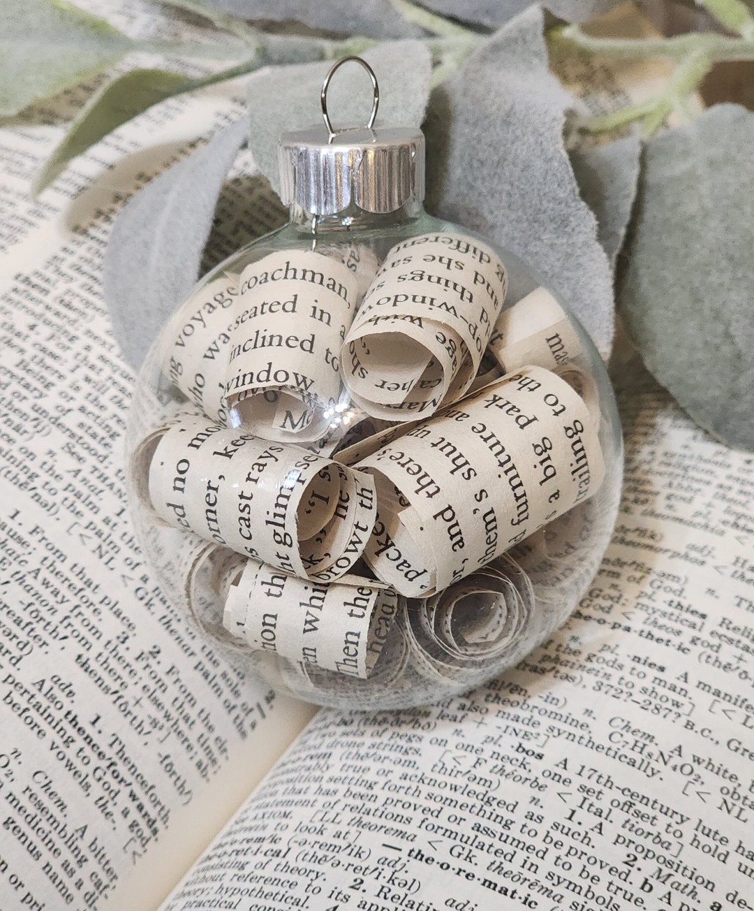 Book Ornament Book Page Christmas Ornament, Literary Ornament, Reader ...