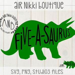 Five-a-saurus Dinosaur SVG, PNG, Mirrored Png, DXF, Studio 3 Files ...