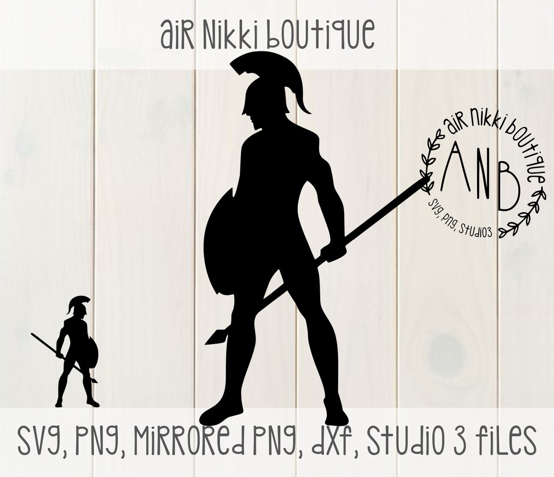 Spartan Standing Silhouette SVG, PNG, Mirrored Png, DXF, Studio3 Files ...