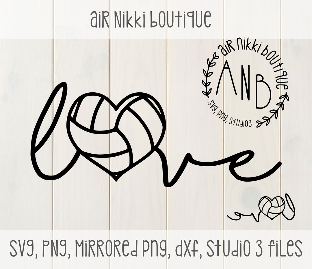 Volleyball Love, Volleyball Heart, Sports SVG, PNG, DXF, Mirrored Png ...