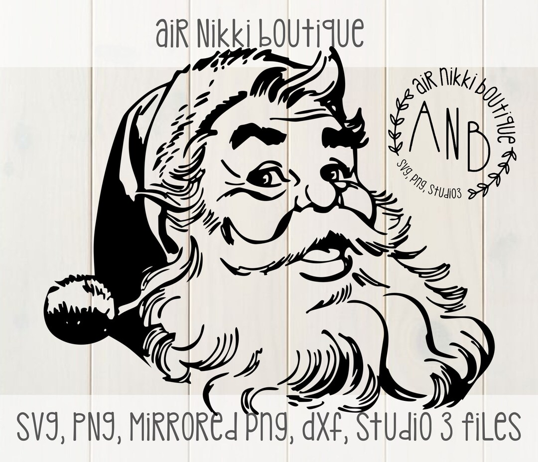 Saint Nick, Santa Head, Outline, SVG, PNG, DXF, Mirrored Png, Studio 3 ...