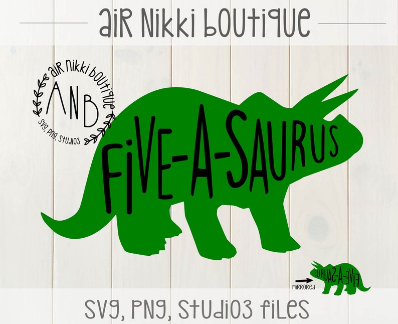 Five-a-saurus Dinosaur SVG PNG Mirrored Png DXF Studio 3 | Etsy