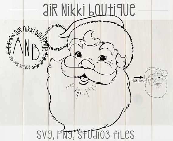 Santa Head Outline Jolly SVG PNG DXF Studio 3 Files - Etsy