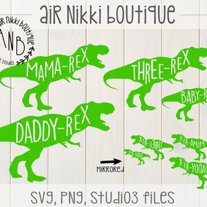 Mama-rex, Daddy-rex, Three-rex and Baby-rex, T-rex SVG, PNG, Studio3 ...