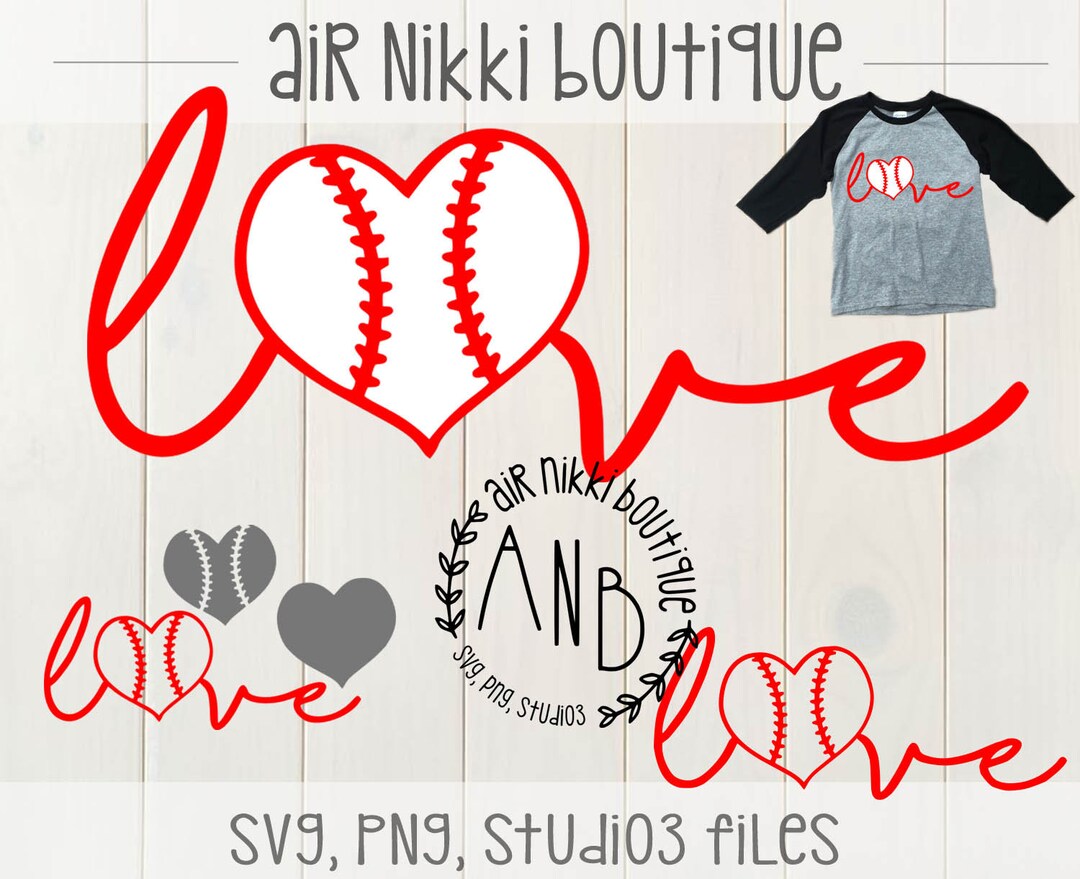 Baseball Love, Baseball Heart, Sports SVG, PNG, Studio3 Files, Instant ...