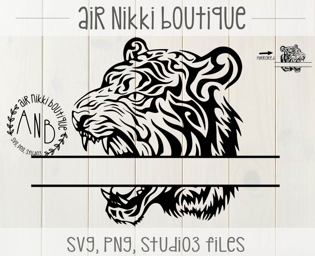 Split Tigers Head, Tiger, SVG, PNG, DXF, Studio 3, Mirrored Png Files ...
