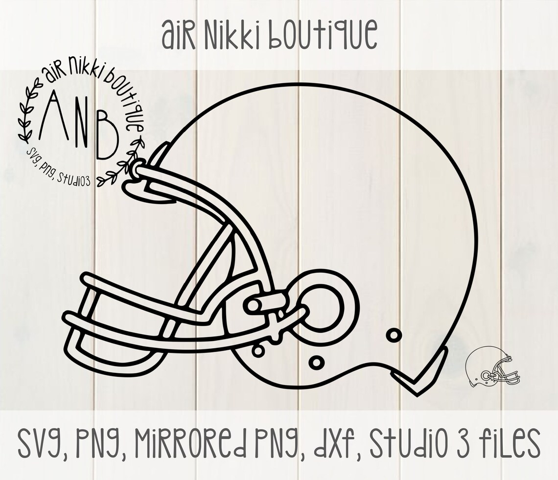 Football Helmet Outline SVG, PNG, Studio 3, Mirrored Png, DXF Files ...