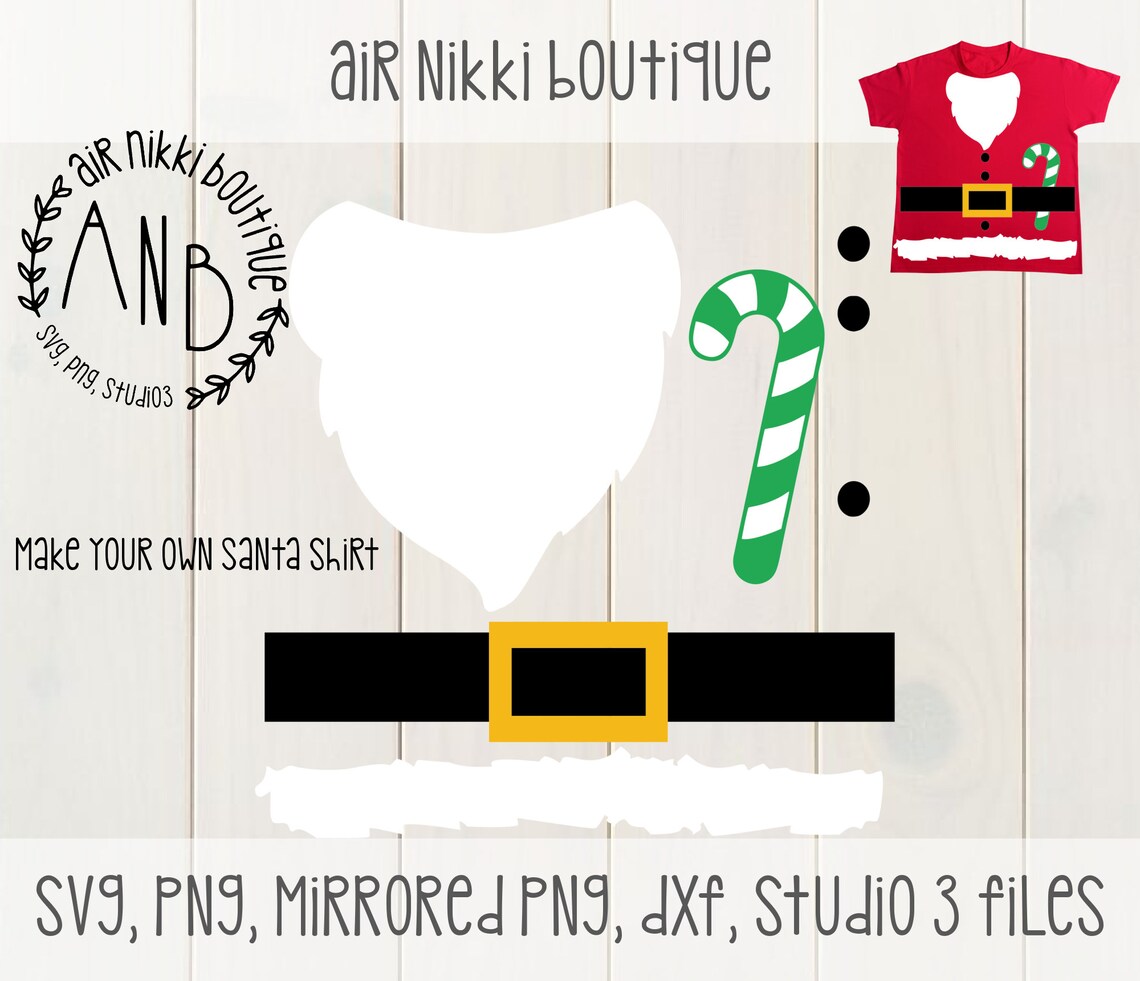 Santa Shirt, Make Your Own, Play, Christmas Party Shirt, Dress Up, SVG ...
