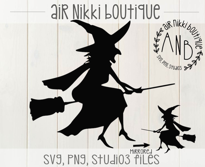 Witch on a Broom SVG PNG DXF Studio 3 Mirrored Png Files | Etsy