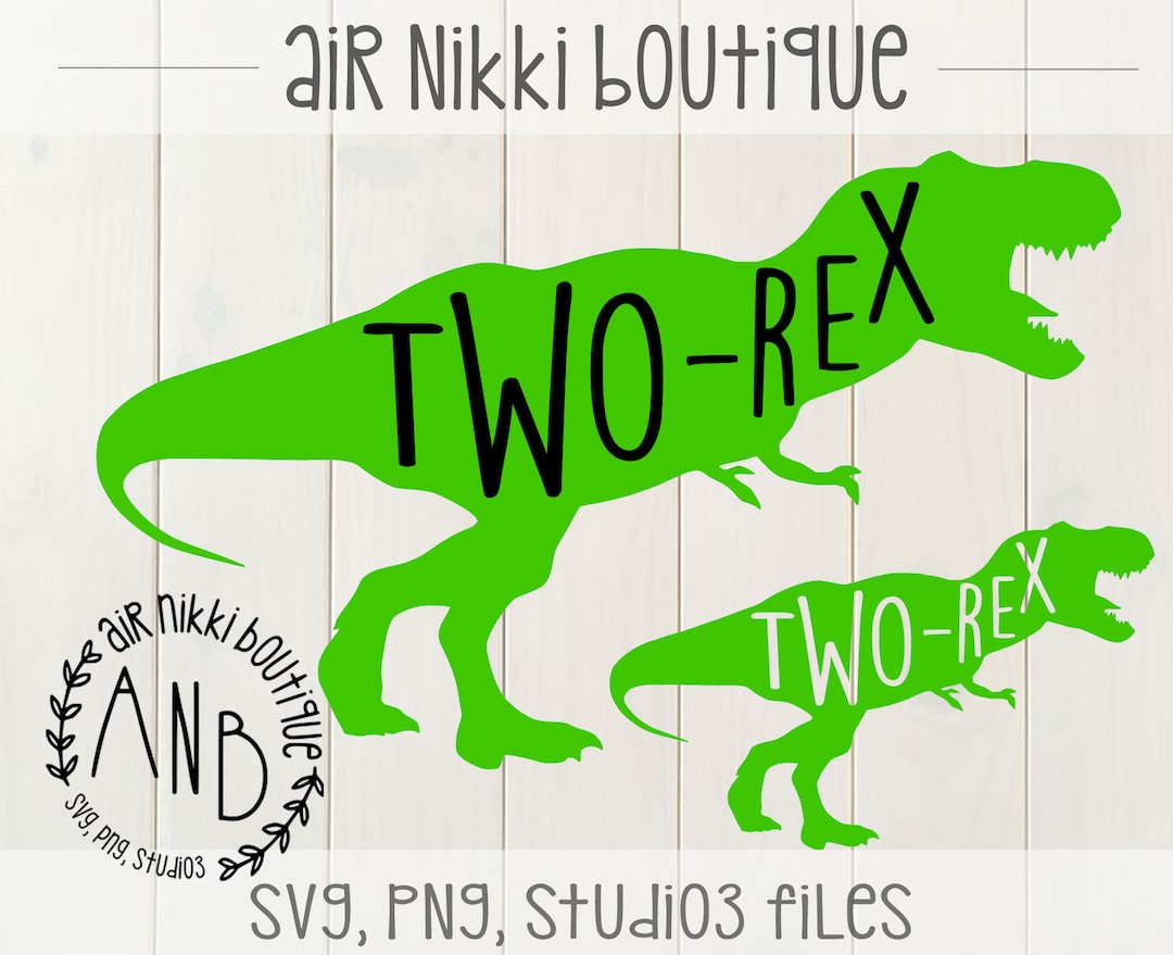 Two-rex, Second Birthday, Two, Dinosaur, T-rex SVG, PNG, Studio3 Files ...
