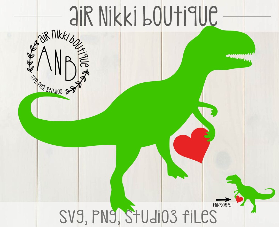 T-rex With a Heart, Valentine's Day SVG, Mirrored PNG, PNG, Studio 3 ...