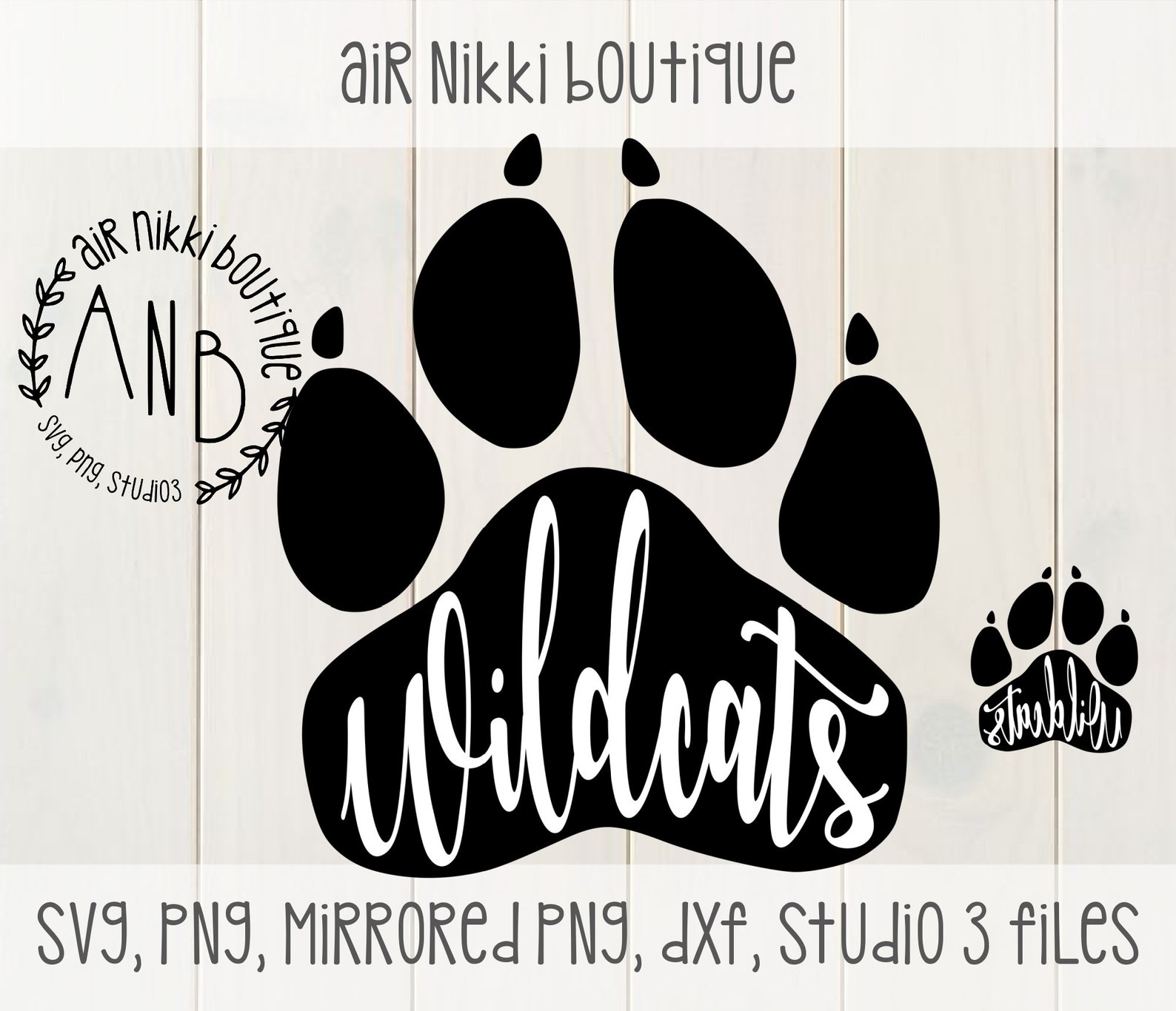 Wildcats in Paw Print SVG PNG Mirrored Png DXF Studio 3 | Etsy