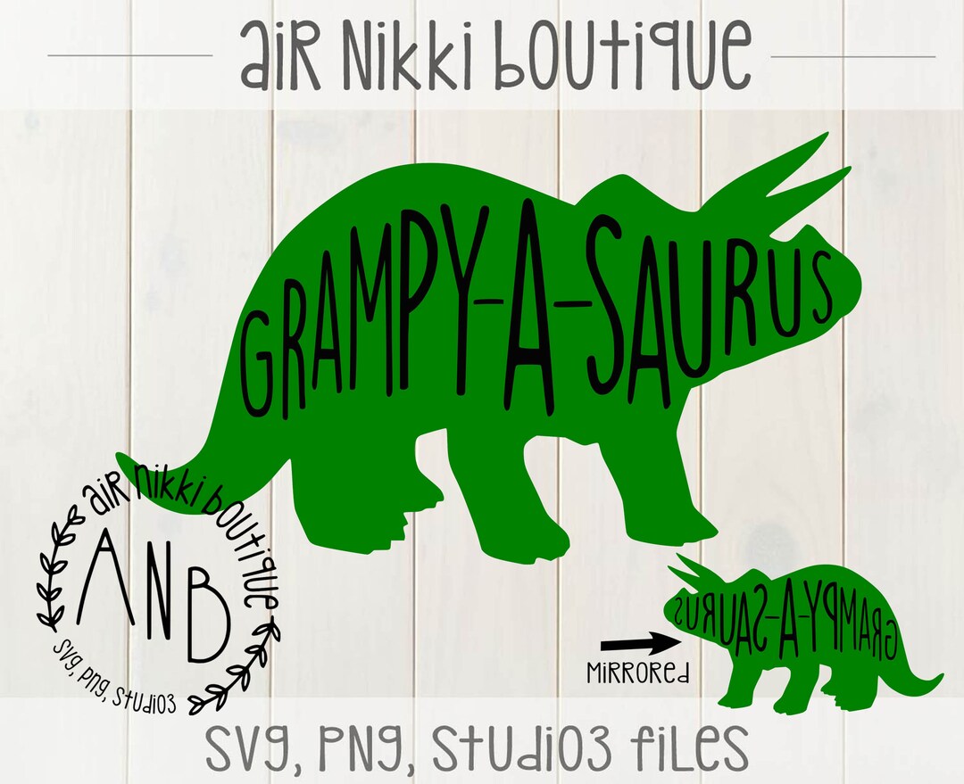 Grampy-a-saurus, Dinosaur, Triceratops, SVG, PNG, Studio3, Mirrored Png ...