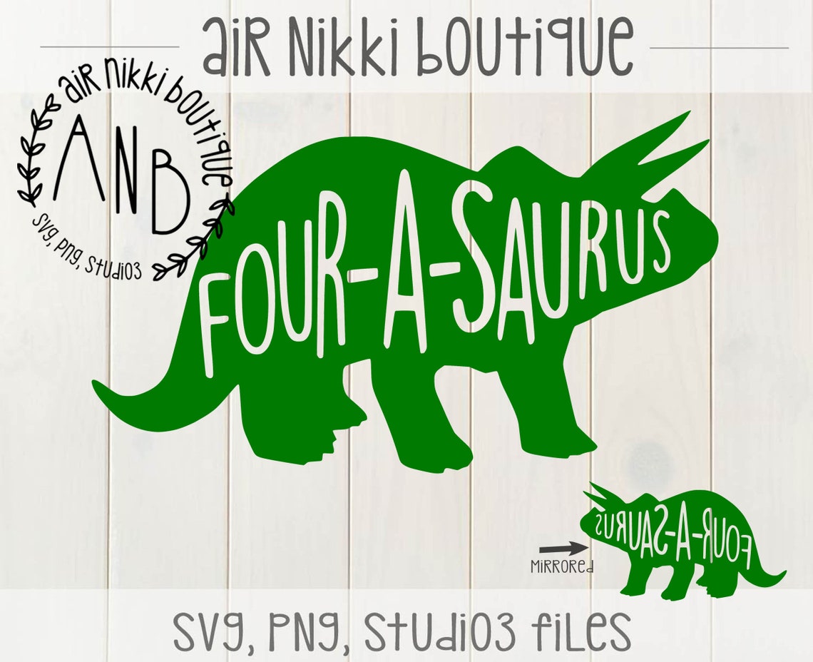 Four-a-saurus fourth birthday four Dinosaur SVG PNG DXF | Etsy