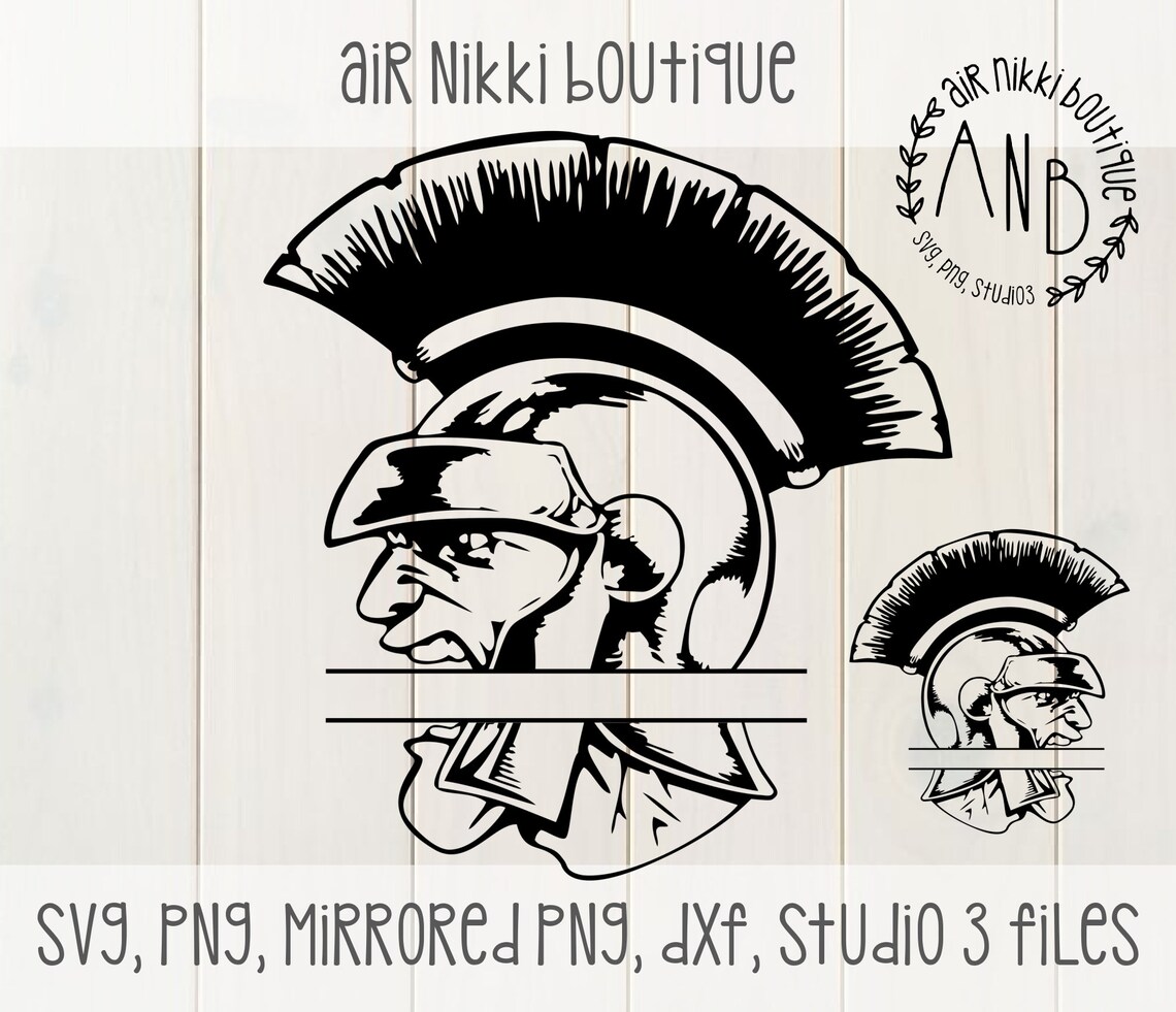 Split Spartan Yelling SVG, PNG, DXF, Studio 3, Mirrored Png Files ...