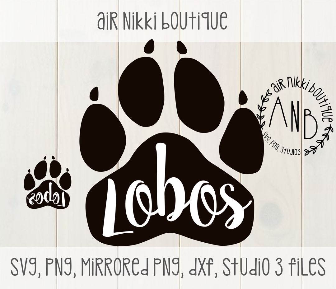 Lobos in Paw Print SVG, PNG, Mirrored Png, DXF, Studio3 Files, Instant ...